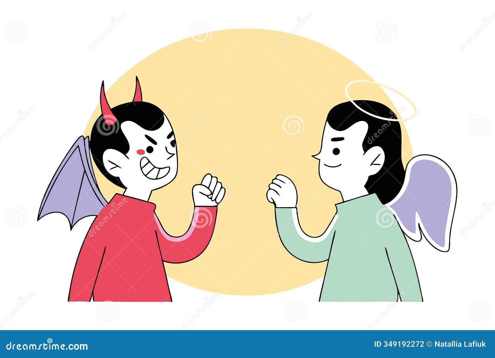 Demon and Angles Characters. Good and Evil Concept Design Stock Vector ...