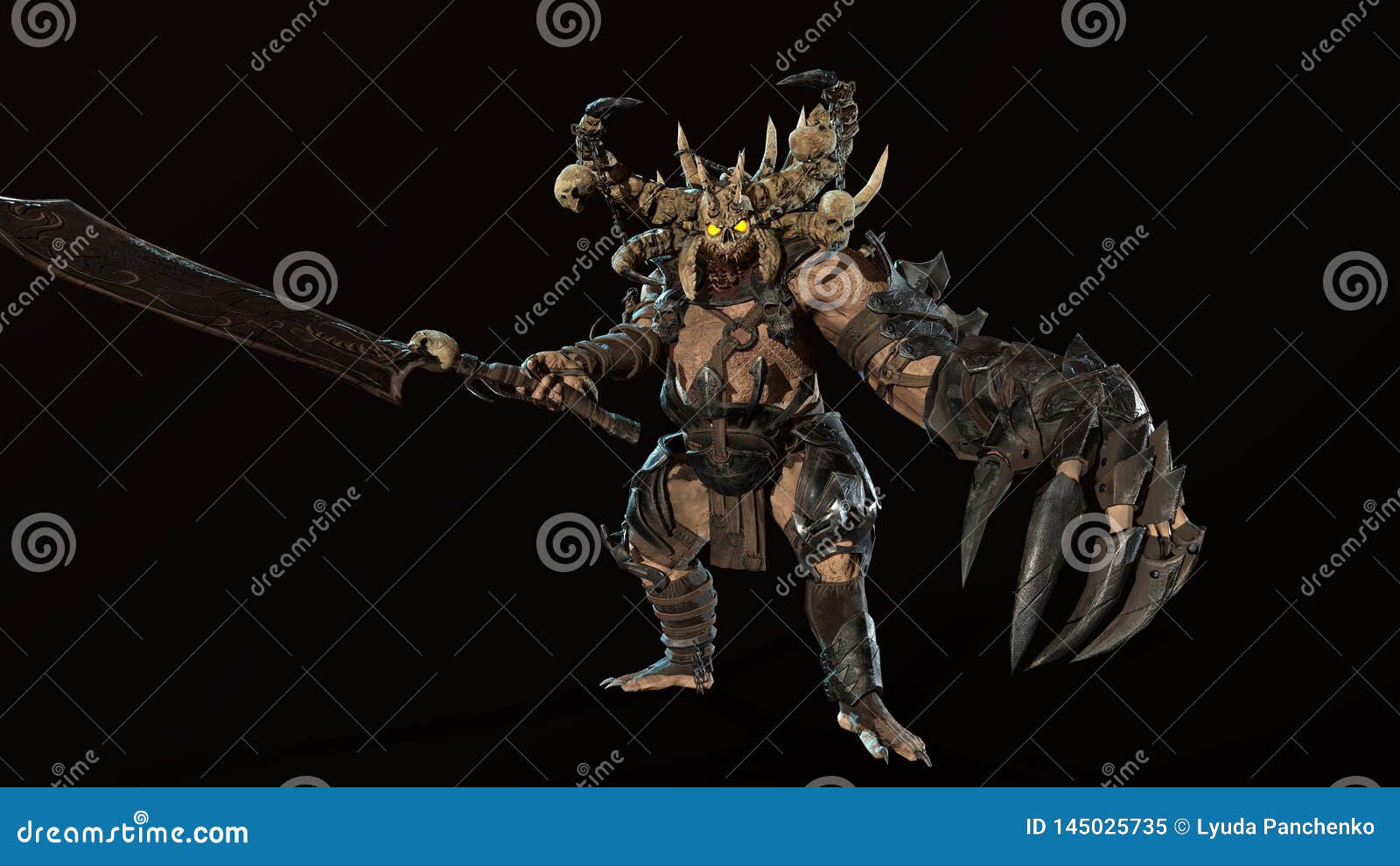 Demon 3d render stock illustration. Illustration of butcher - 145025735