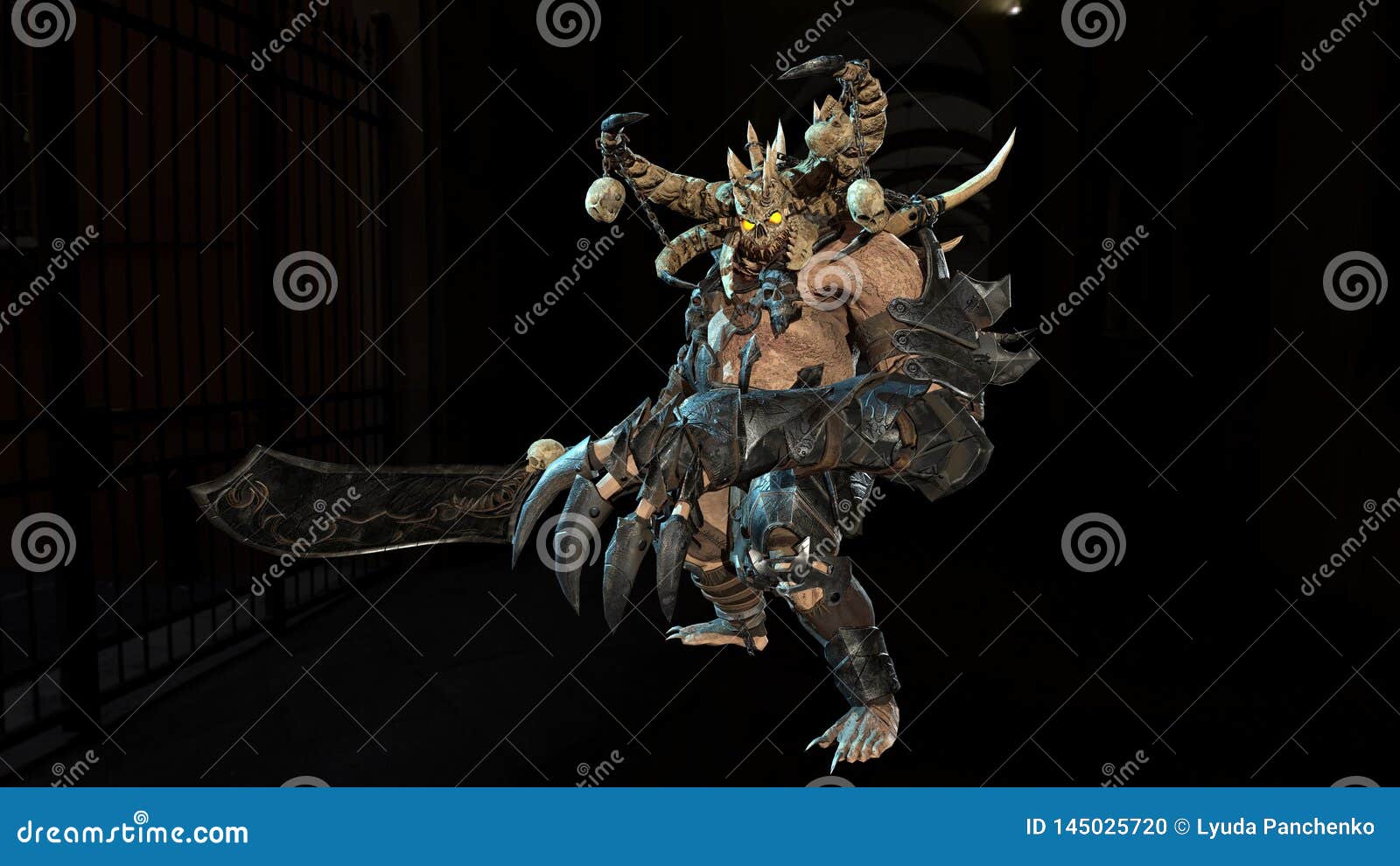 Demon 3d render stock illustration. Illustration of strong - 145025720