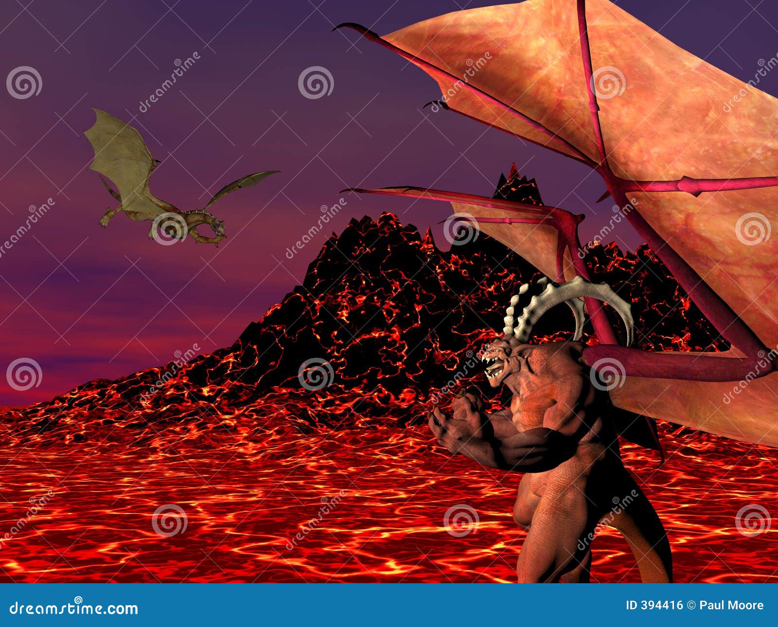 Demon Dragon stock illustration. Illustration of wings - 394416