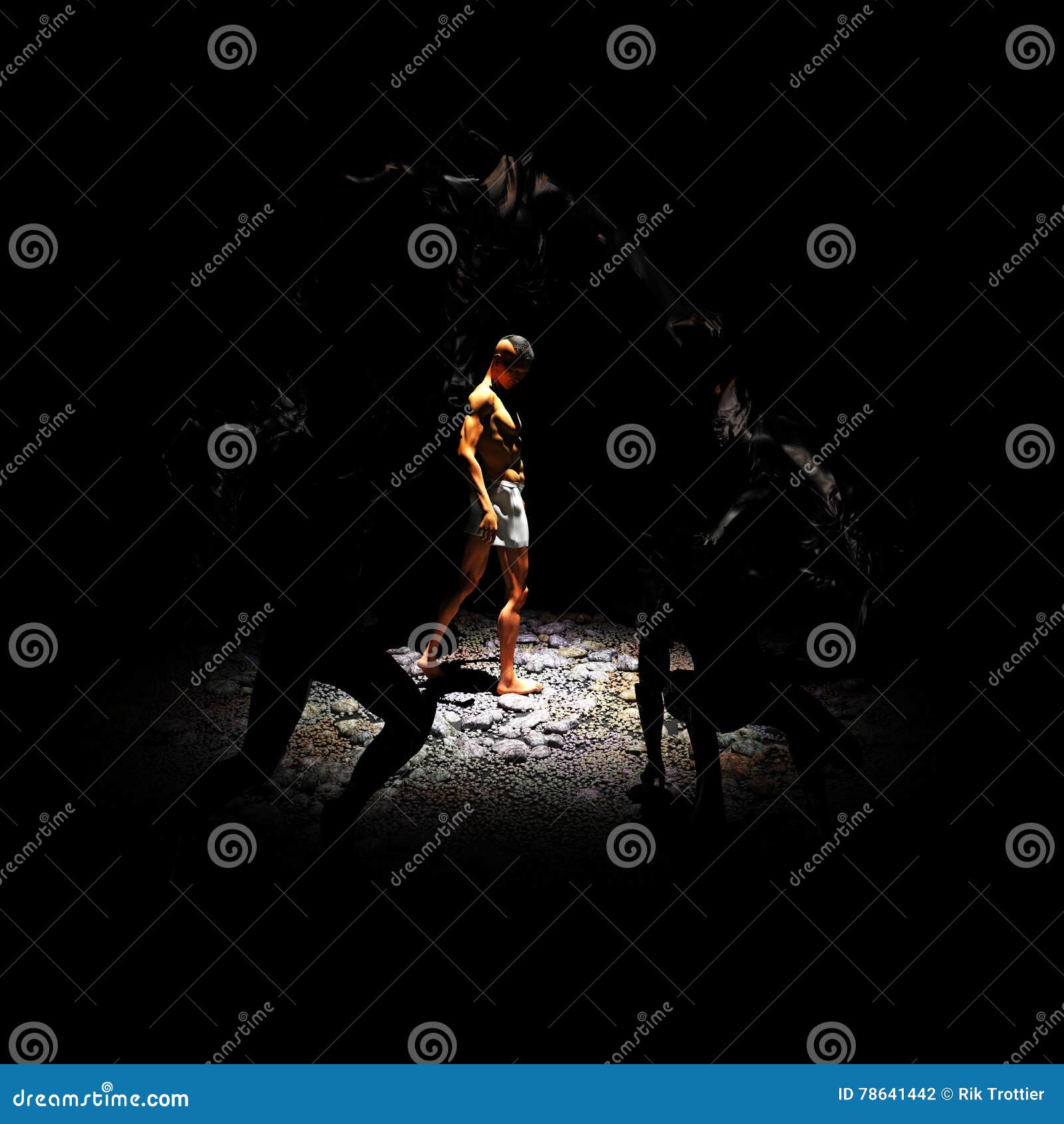 Man Having a Nightmare of Being Surrounded by His Demons in the Dark ...