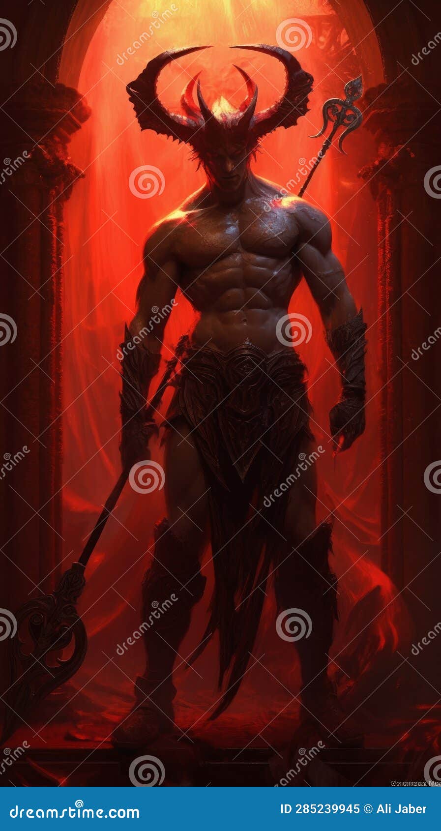 A Demon Embodied in a Man Holding a Weapon Stock Illustration ...