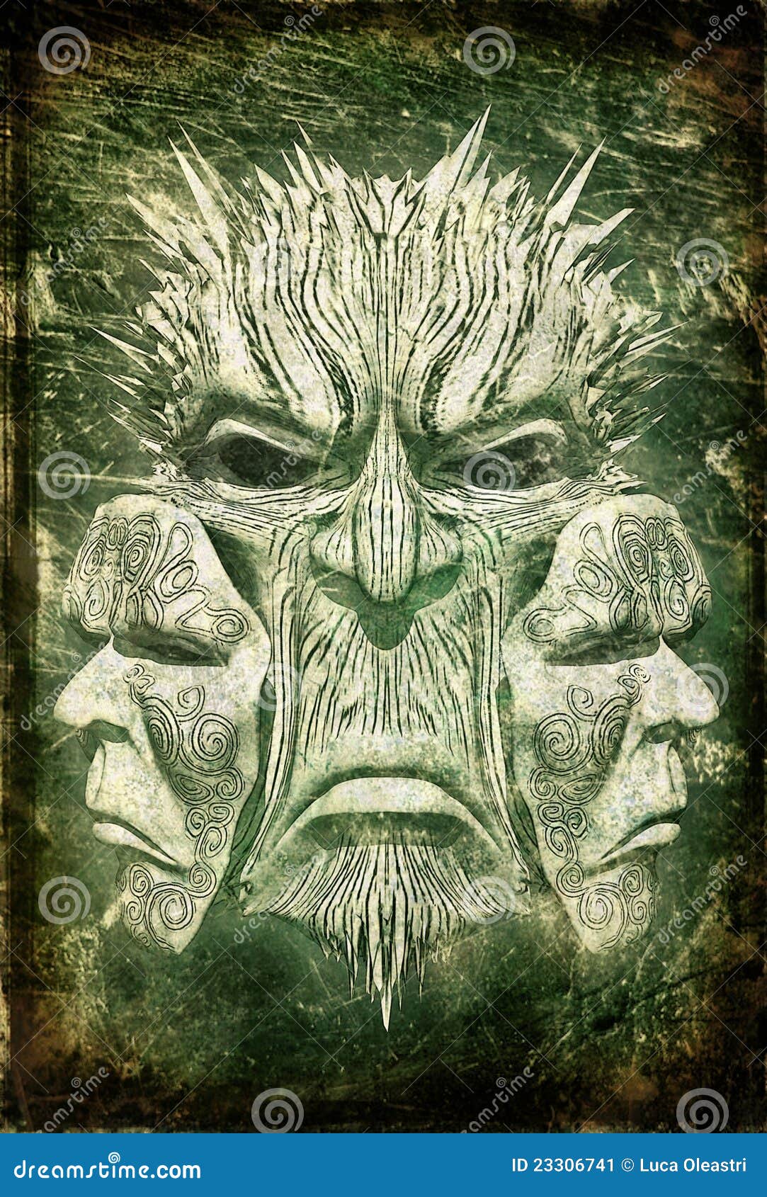 Demon green painted stock illustration. Illustration of mythology ...