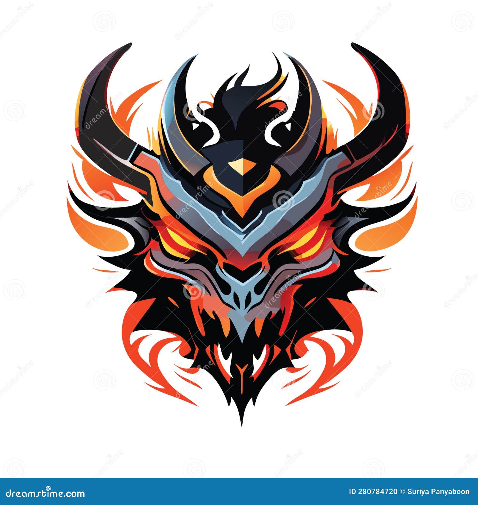 Demon Haed Logo Illustration Vector Stock Vector - Illustration of bird ...