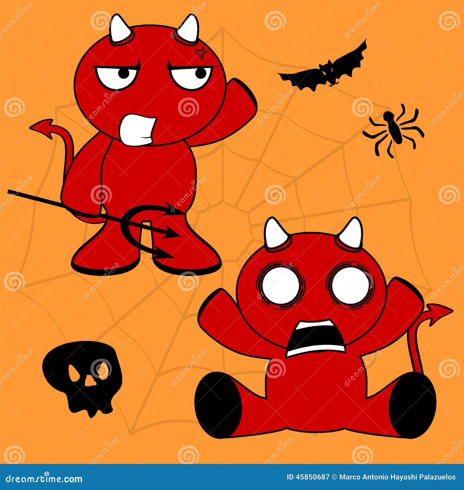 Demon Halloween Cartoon Kid Set Stock Vector - Illustration of child ...