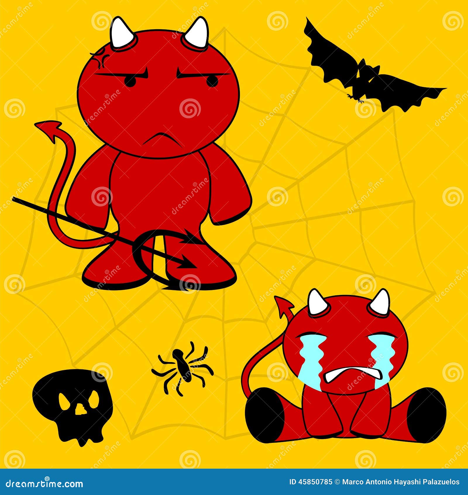 Demon Halloween Cartoon Kid Set8 Stock Illustration - Illustration of ...