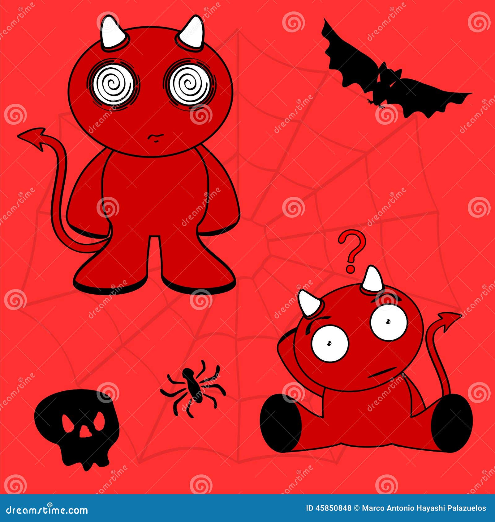 Demon Halloween Cartoon Kid Set0 Stock Illustration - Illustration of ...