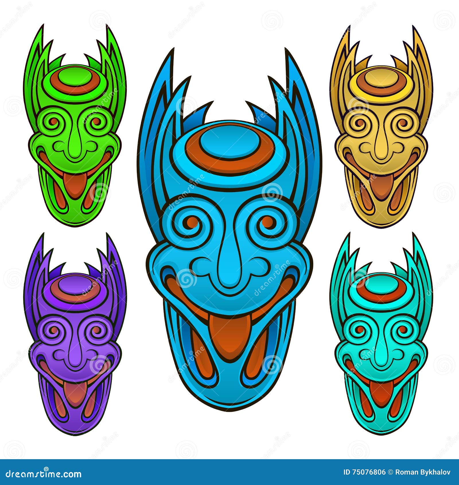 Demon head stylized set stock vector. Illustration of horror - 75076806