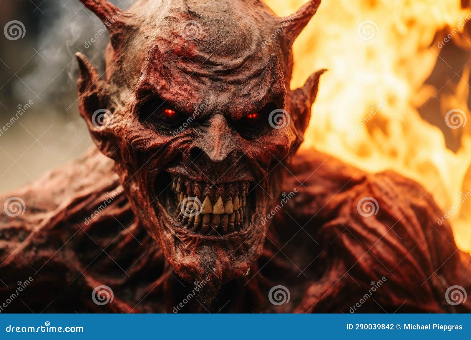 A Demon from Hell with Glowing Eyes Stock Illustration - Illustration ...