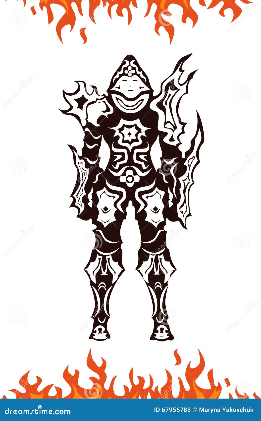Demon hunter man fire stock vector. Illustration of monster - 67956788