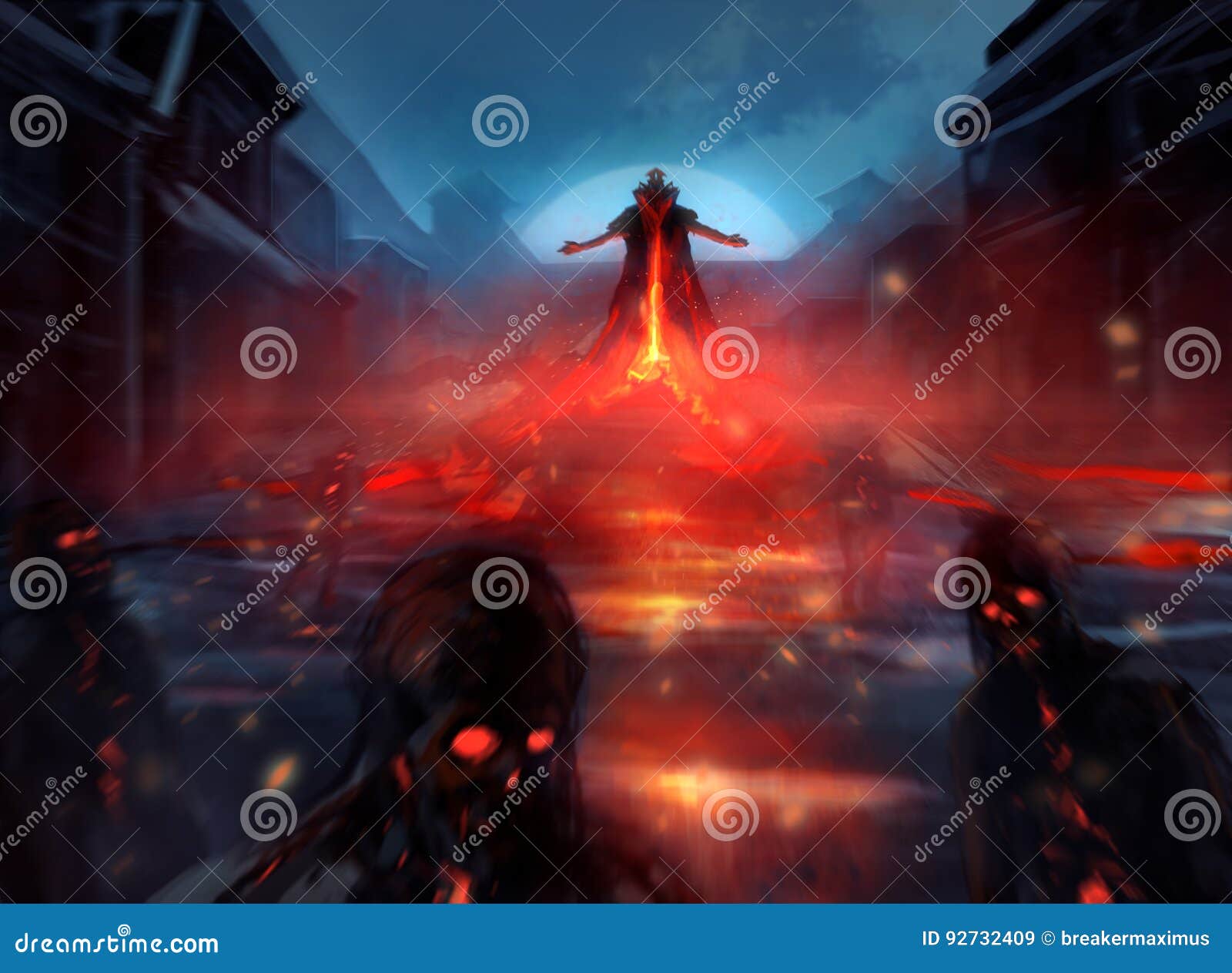 Demon Lord Sorcerer Ressurecting Zombies. Stock Illustration ...