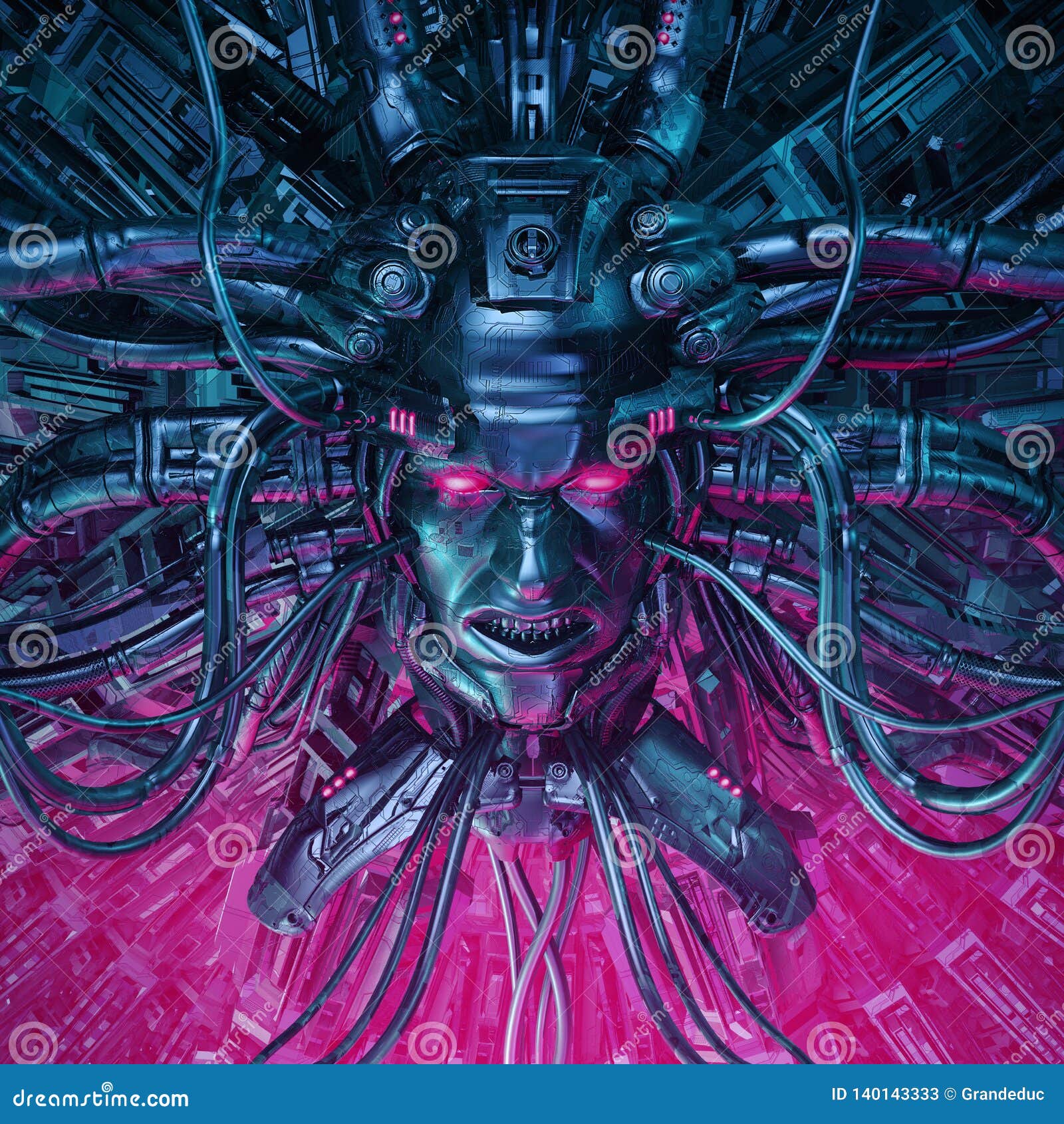 Demon in the machine stock illustration. Illustration of metallic ...