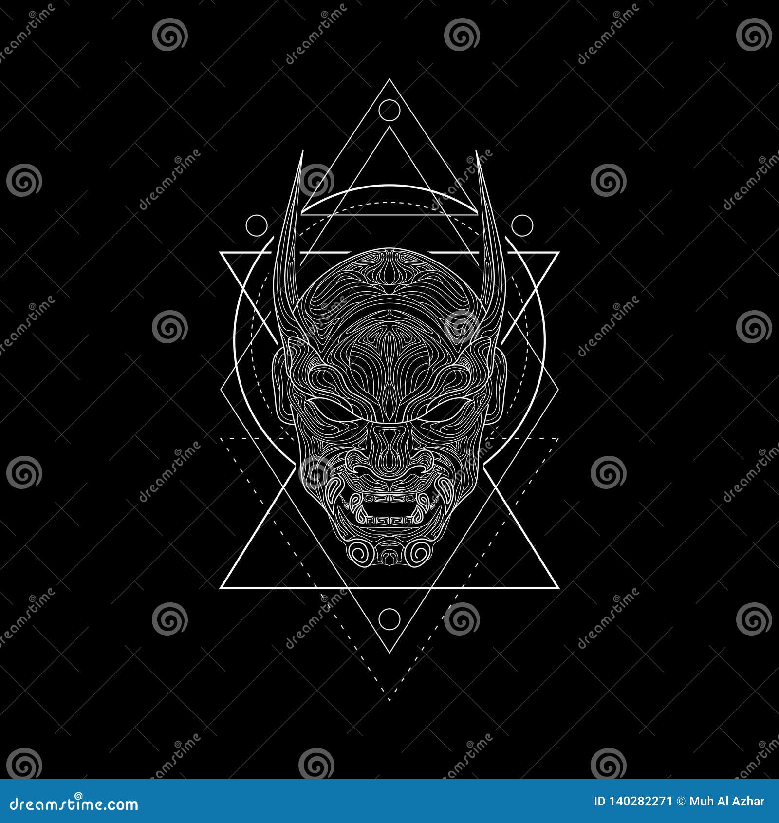 Demon Mask Geometry Style stock vector. Illustration of apparel - 140282271