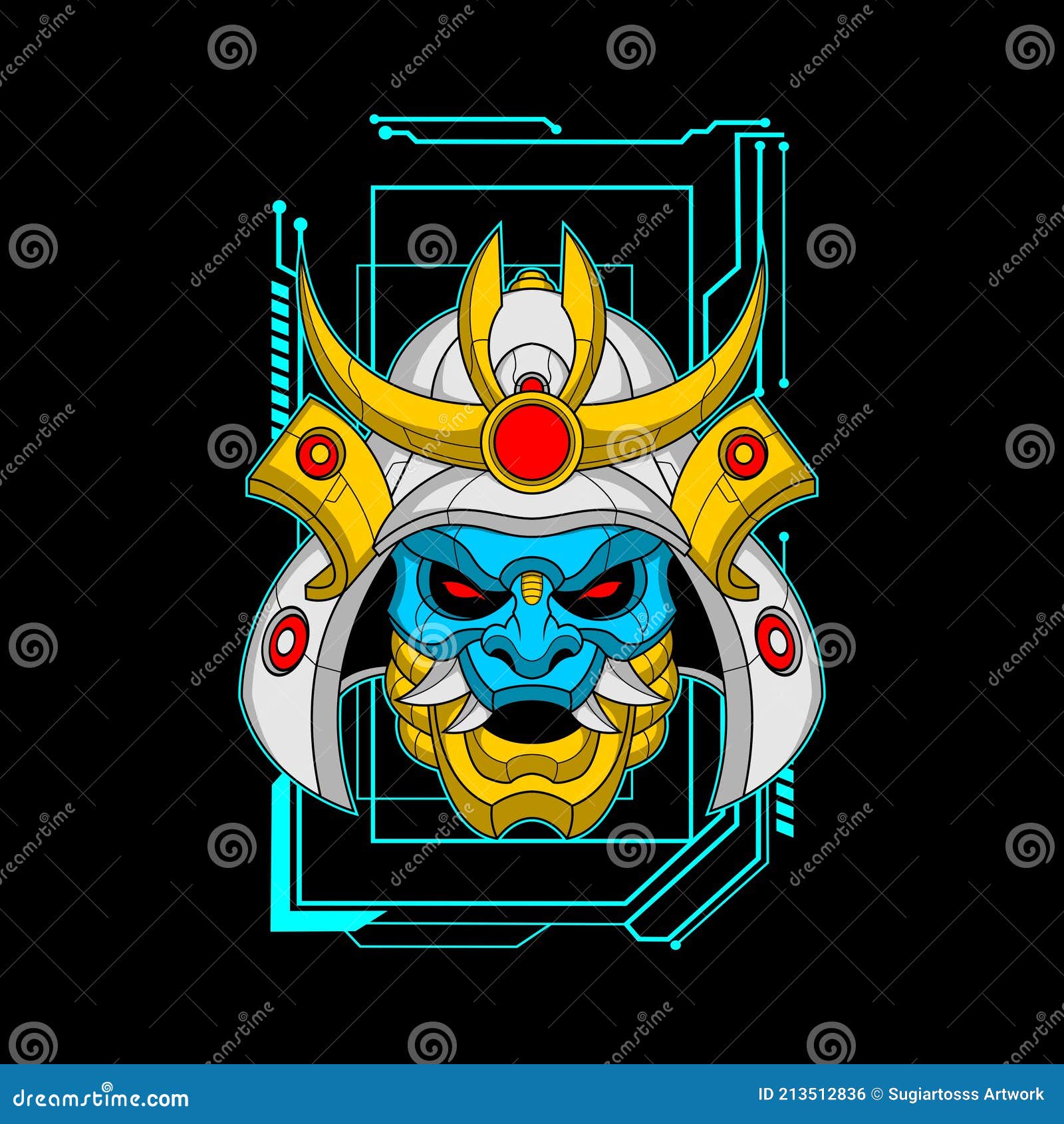 Demon mecha samurai stock vector. Illustration of graphic - 213512836