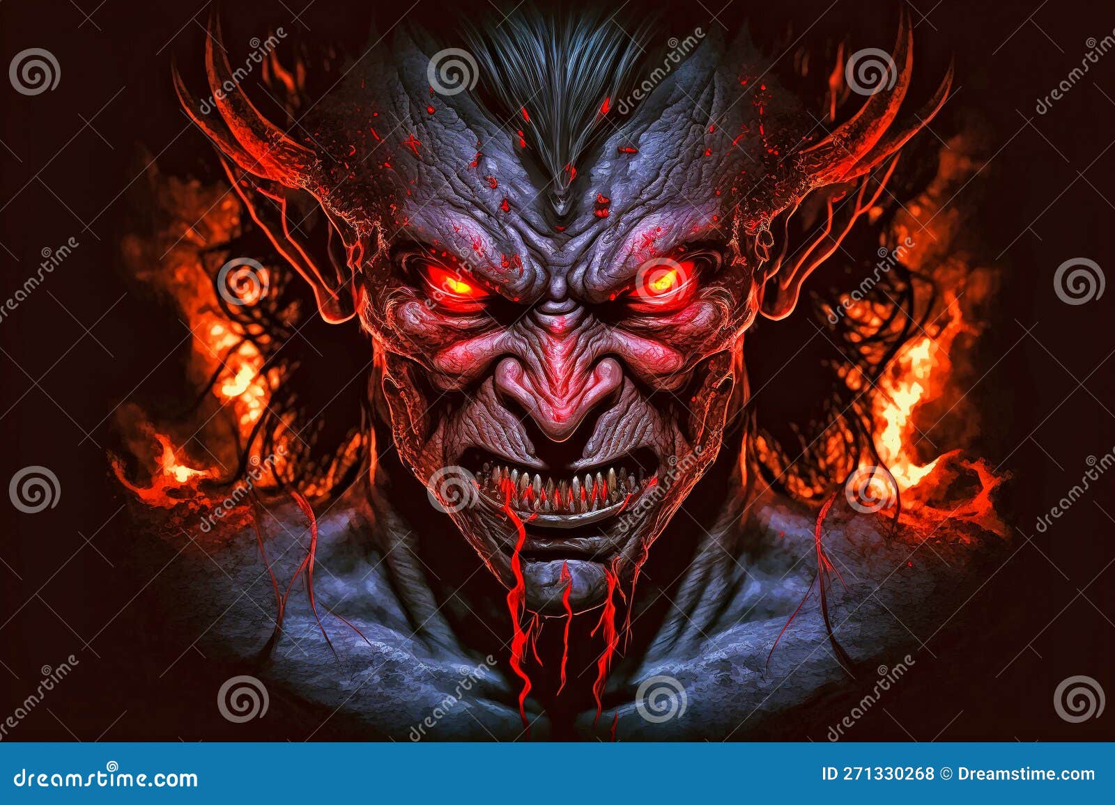 Demon Monster from Hell, Glowing Red Eyes - Ai Generated Stock ...