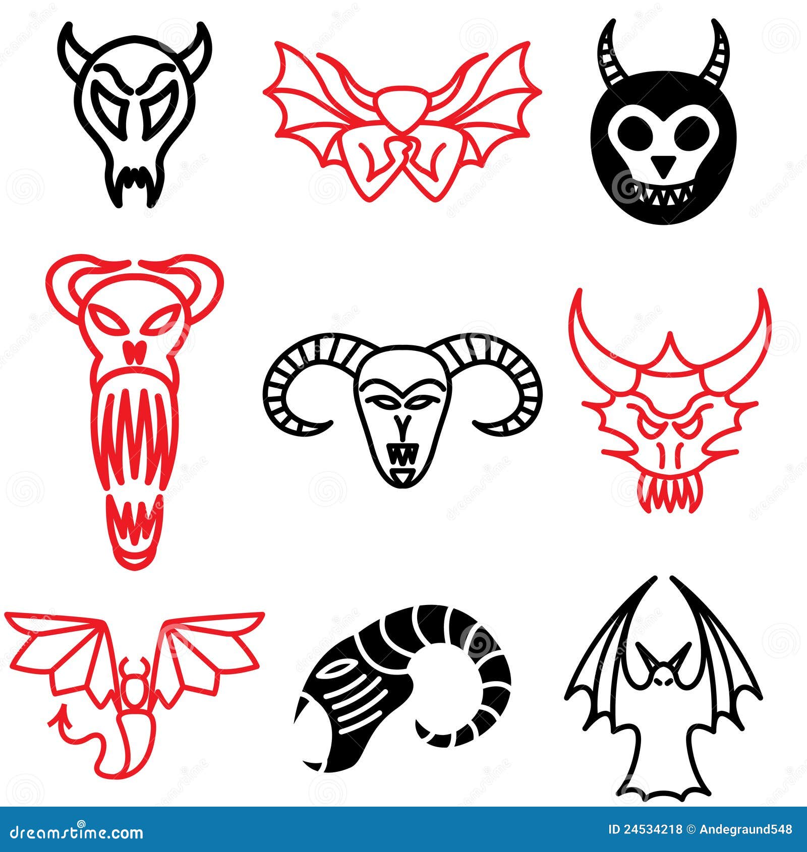 Demon and monster icons stock vector. Illustration of monster - 24534218