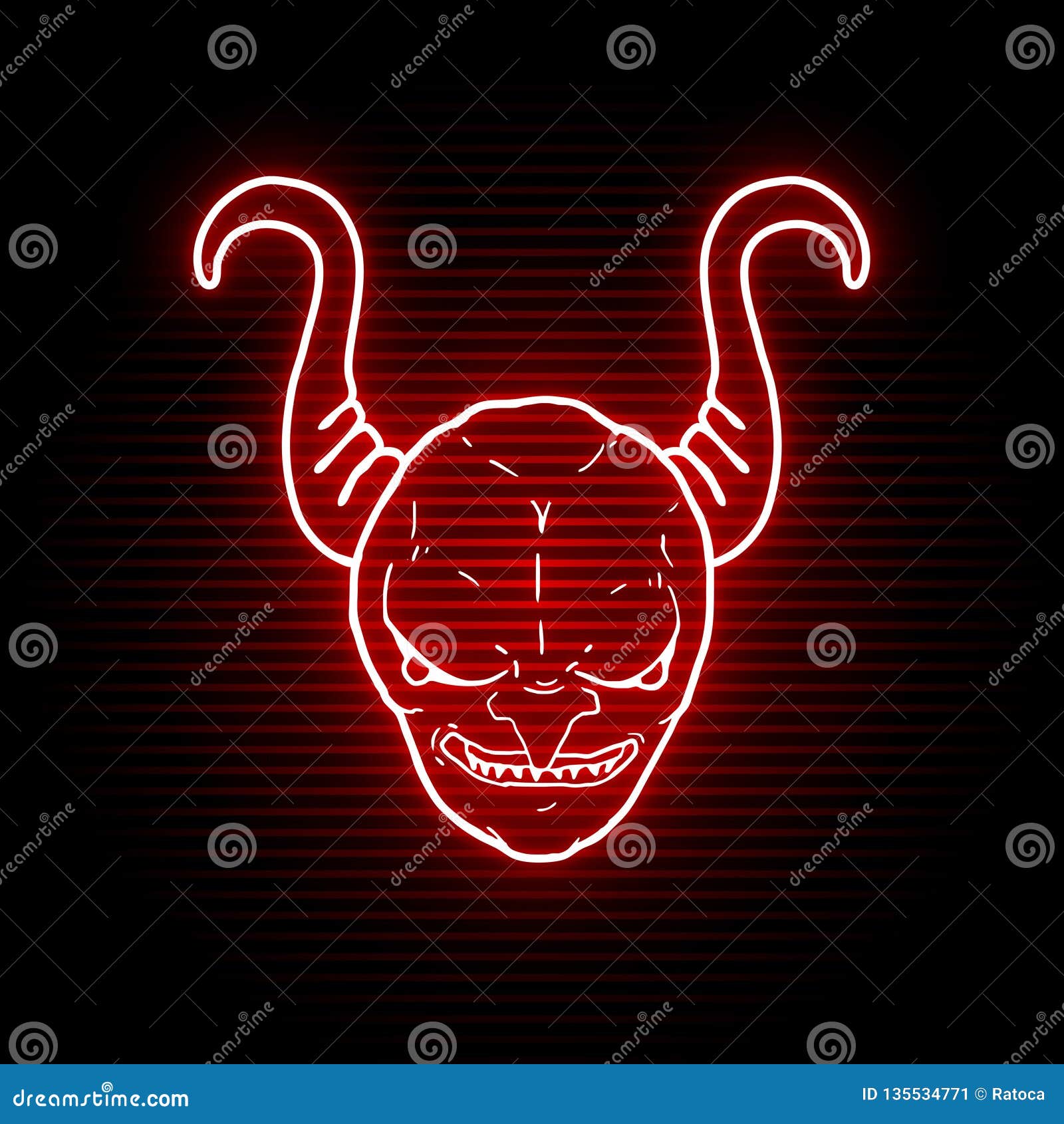 Demon neon illustration stock illustration. Illustration of hell ...