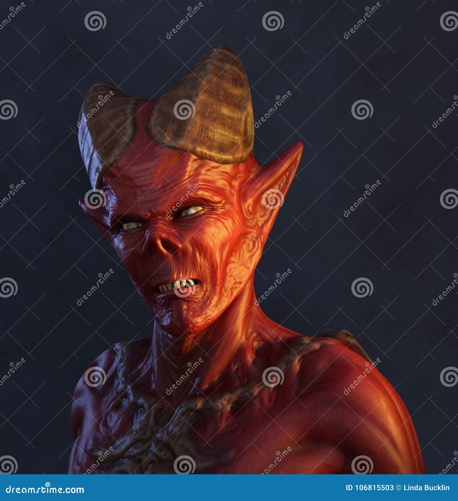 Demon Portrait stock illustration. Illustration of render - 106815503