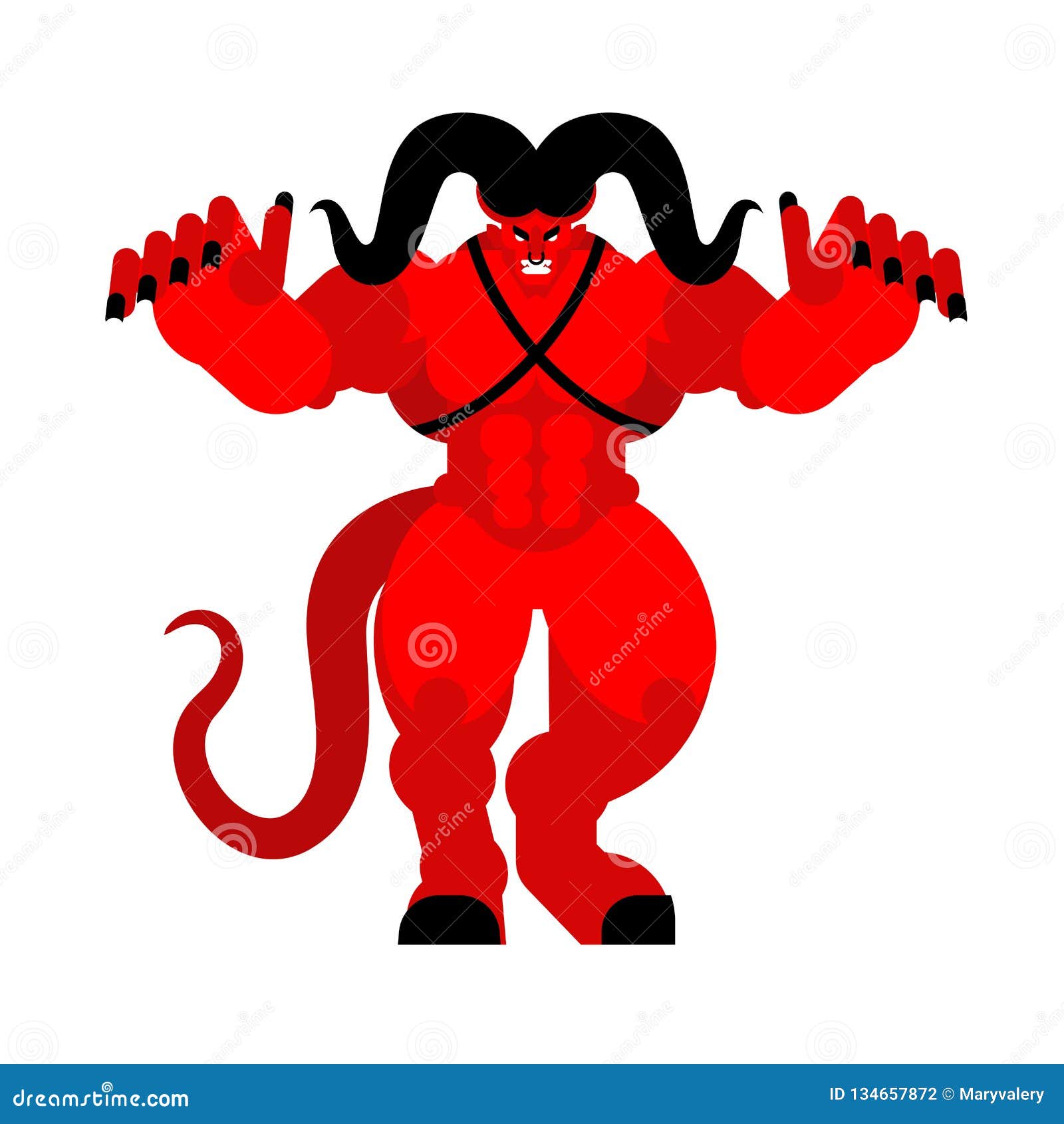 Demon is Scary. Hands Forward. Attack of Red Devil Stock Vector ...