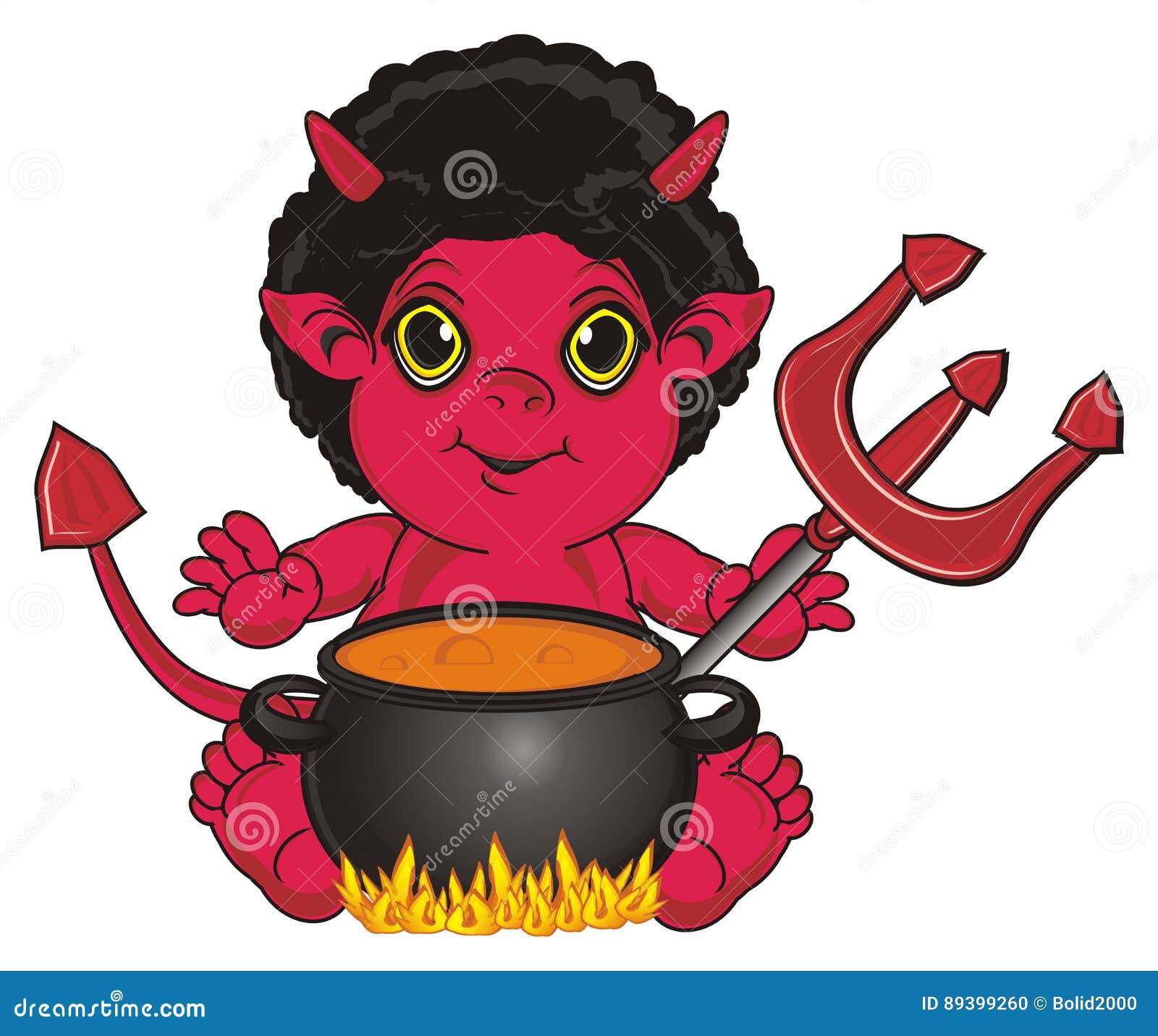 Demon sit and cooking stock illustration. Illustration of portrait ...