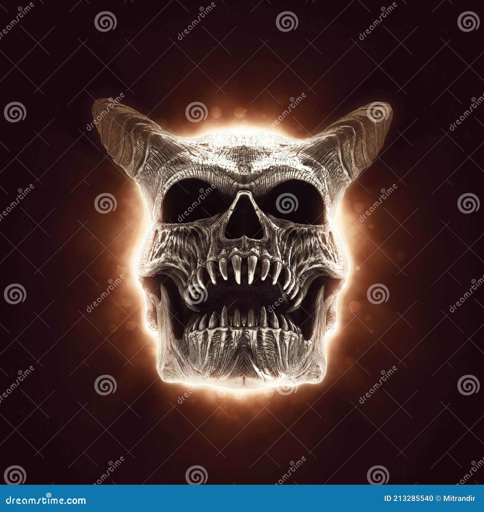 Demon Skull in a Red Beam of Light Stock Illustration - Illustration of ...