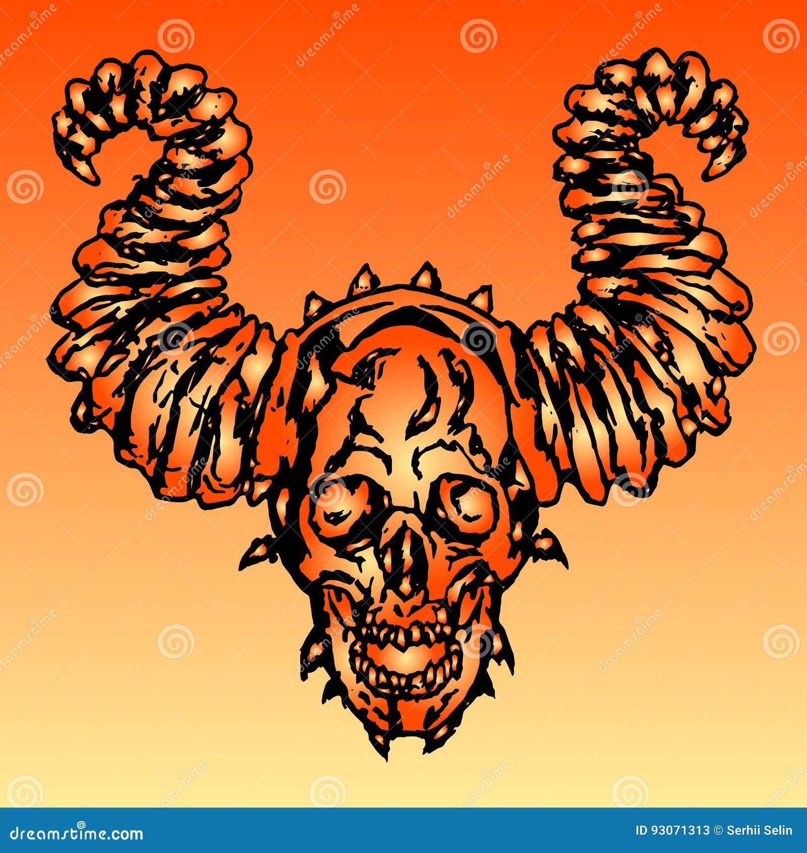 Demon Skull Vector Illustration Stock Vector - Illustration of creepy ...