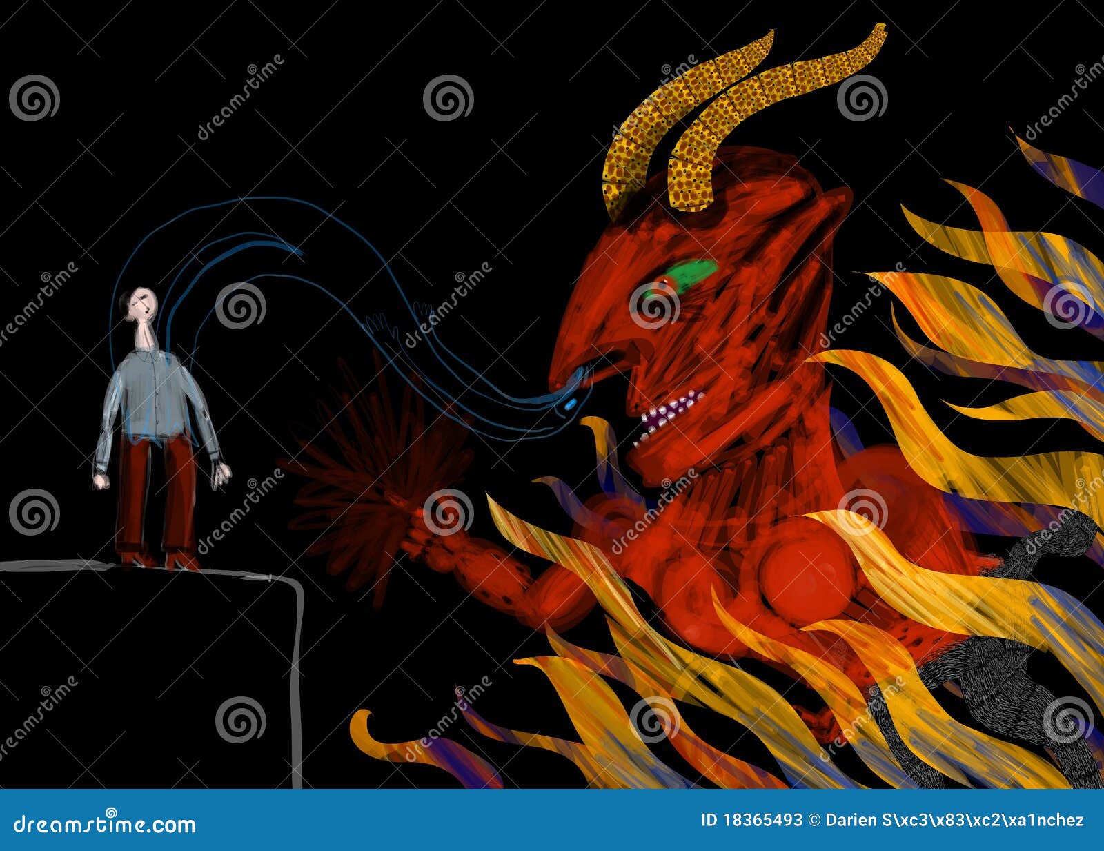 Demon Steals the Soul of a Man Stock Illustration - Illustration of ...
