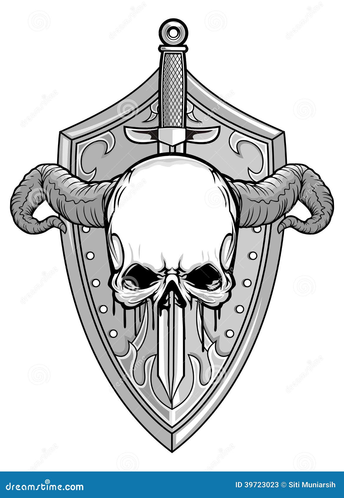 Demon with Sword and Shield Stock Vector - Illustration of darkness ...