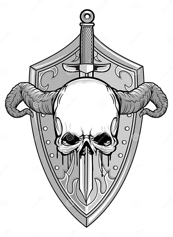 Demon with Sword and Shield Stock Vector - Illustration of darkness ...