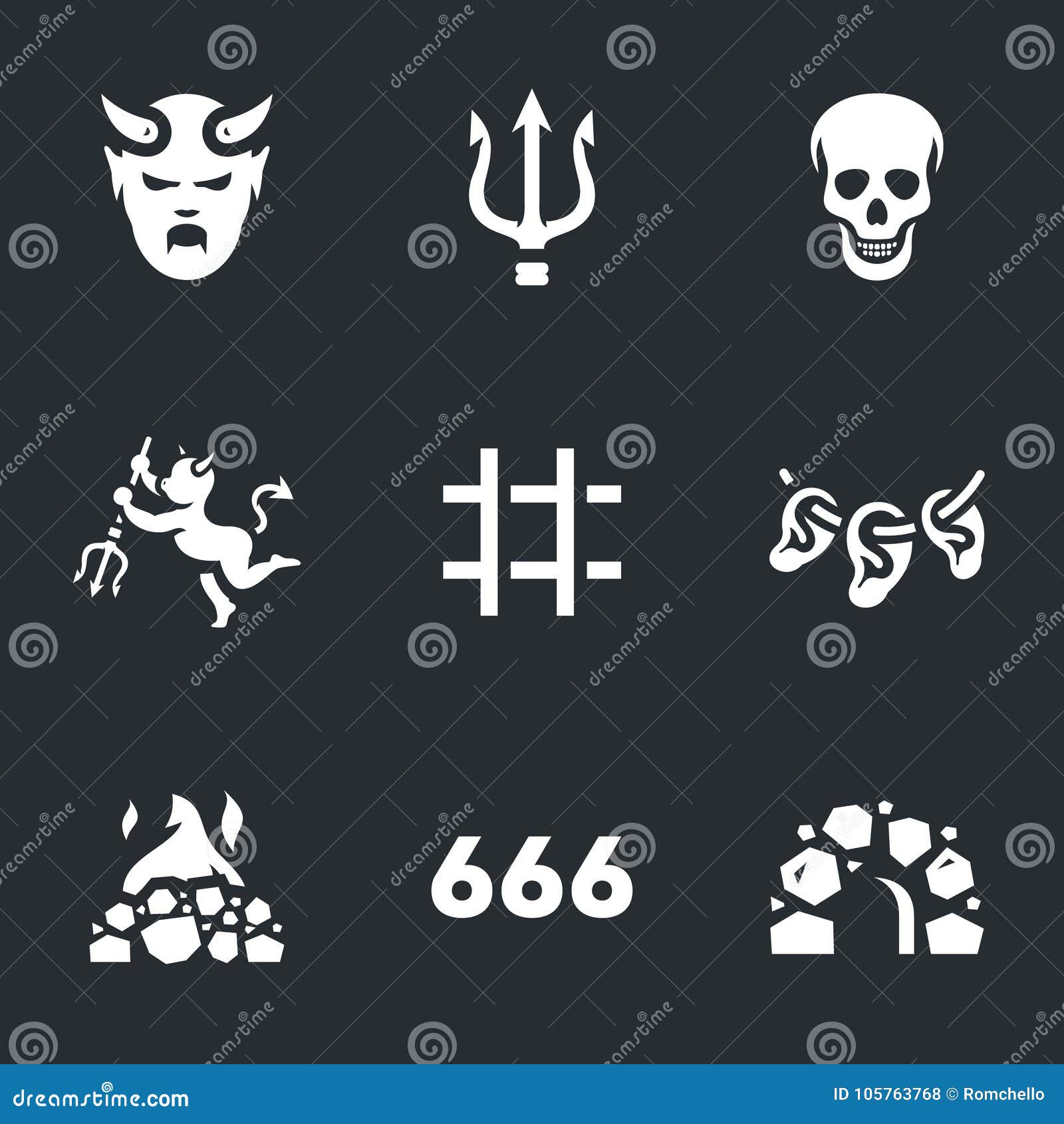 Vector Set of Hell Icons. stock vector. Illustration of evil - 105763768