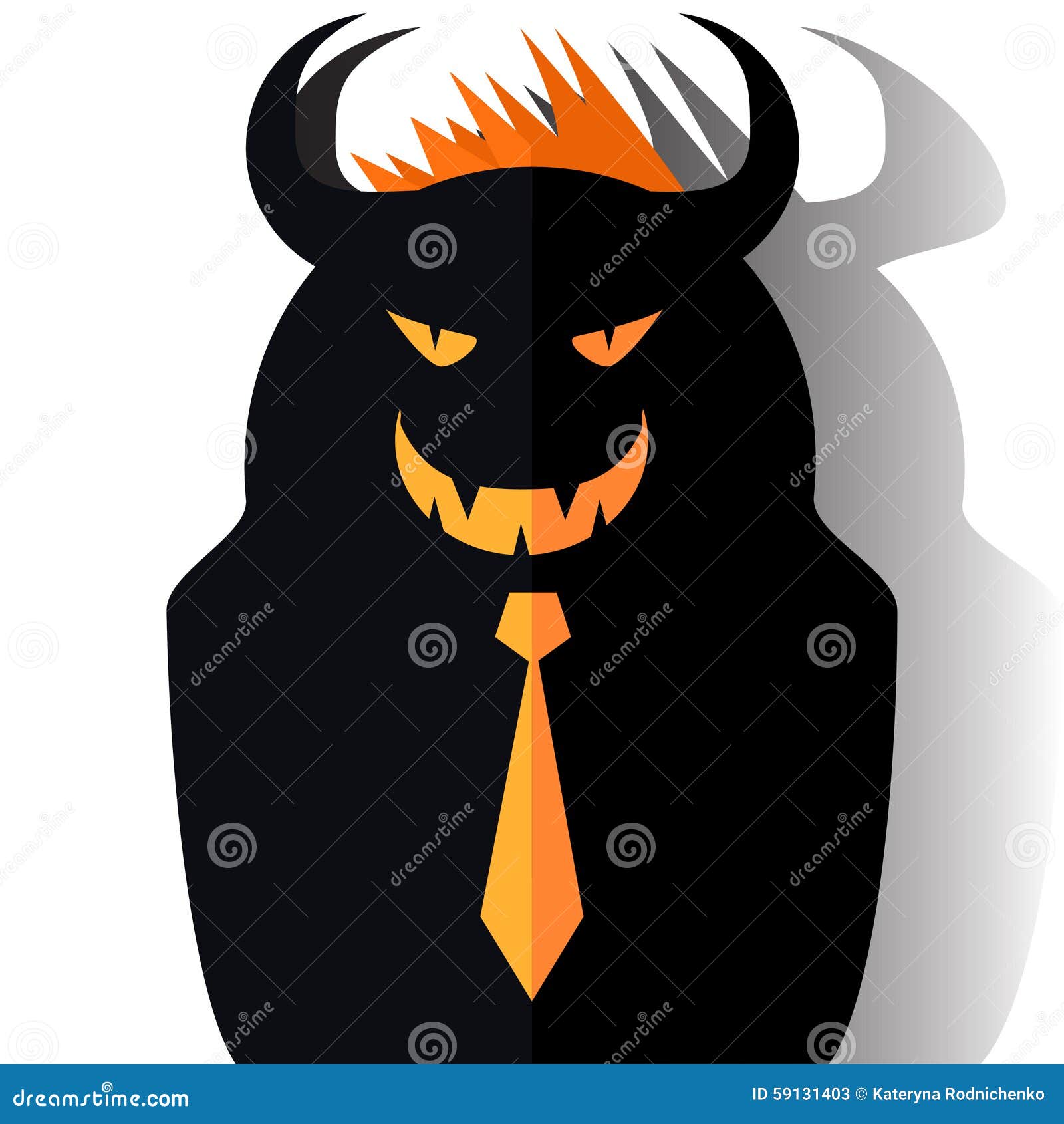 Demone Con Un Sorriso Isolato Su Bianco Illustrazione Vettoriale ...