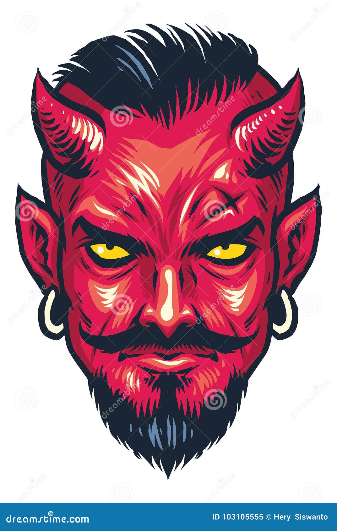 Demonhoofd vector illustratie. Illustration of tekening - 103105555
