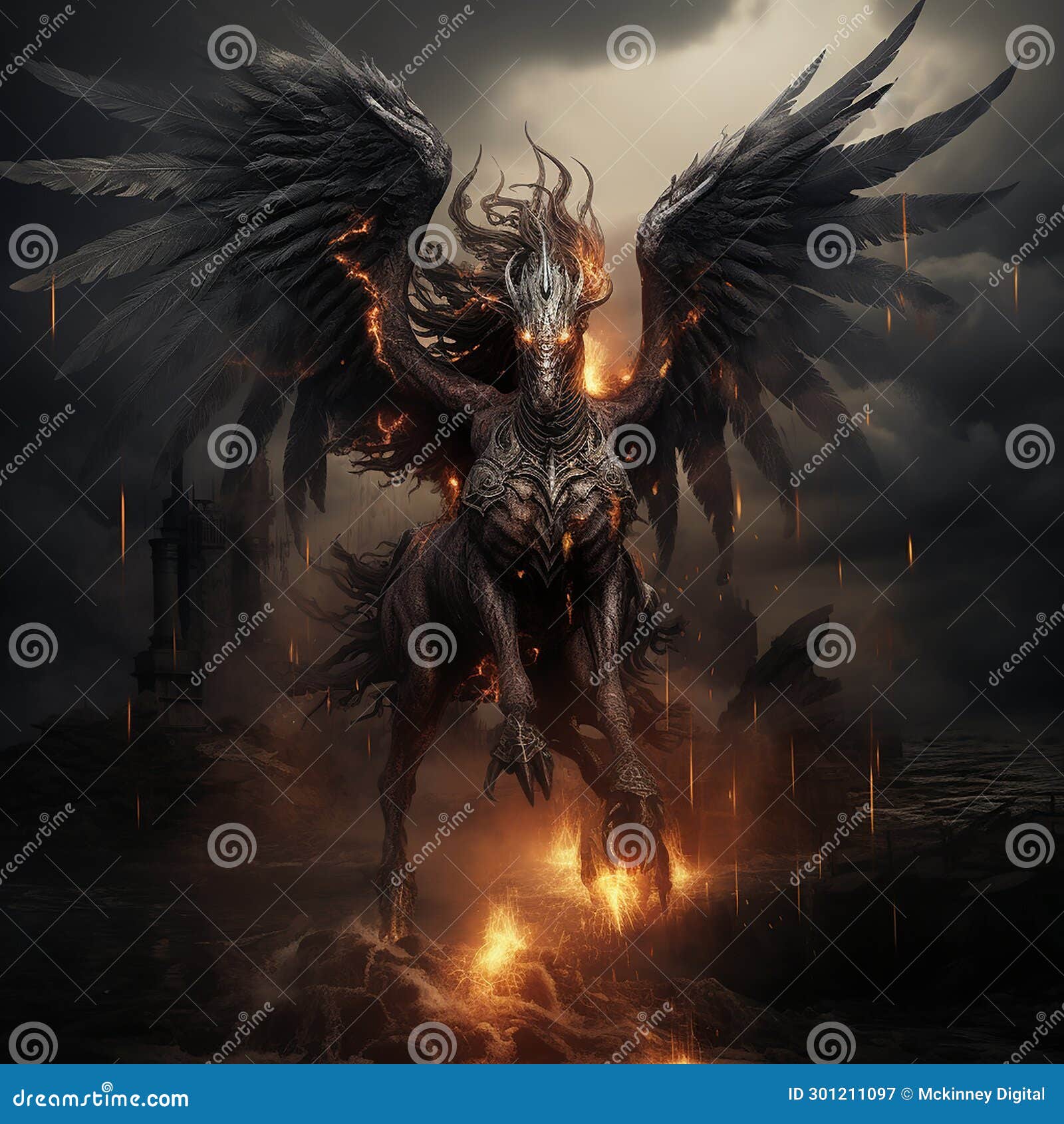 Demonic Creature with a Pegasus Style Concept. Stock Illustration ...