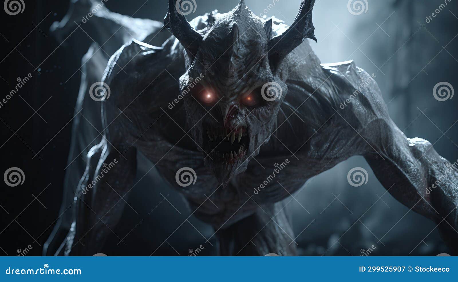 Intense and Dynamic Rotten Demonic Creature with Glowing Eyes Stock ...