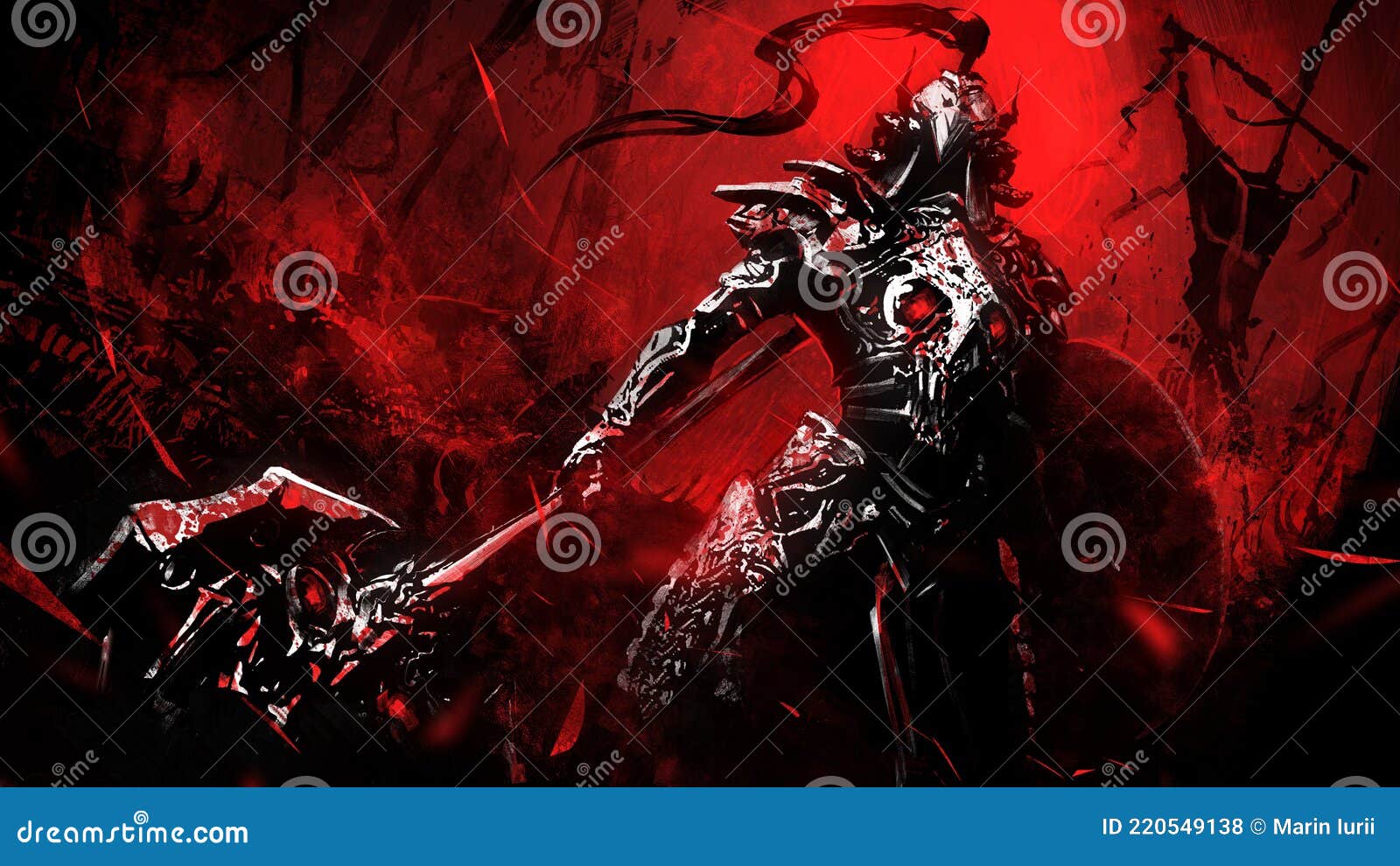 A Demonic Knight in Sinister Plate Armor and Helmet, Stands in a ...