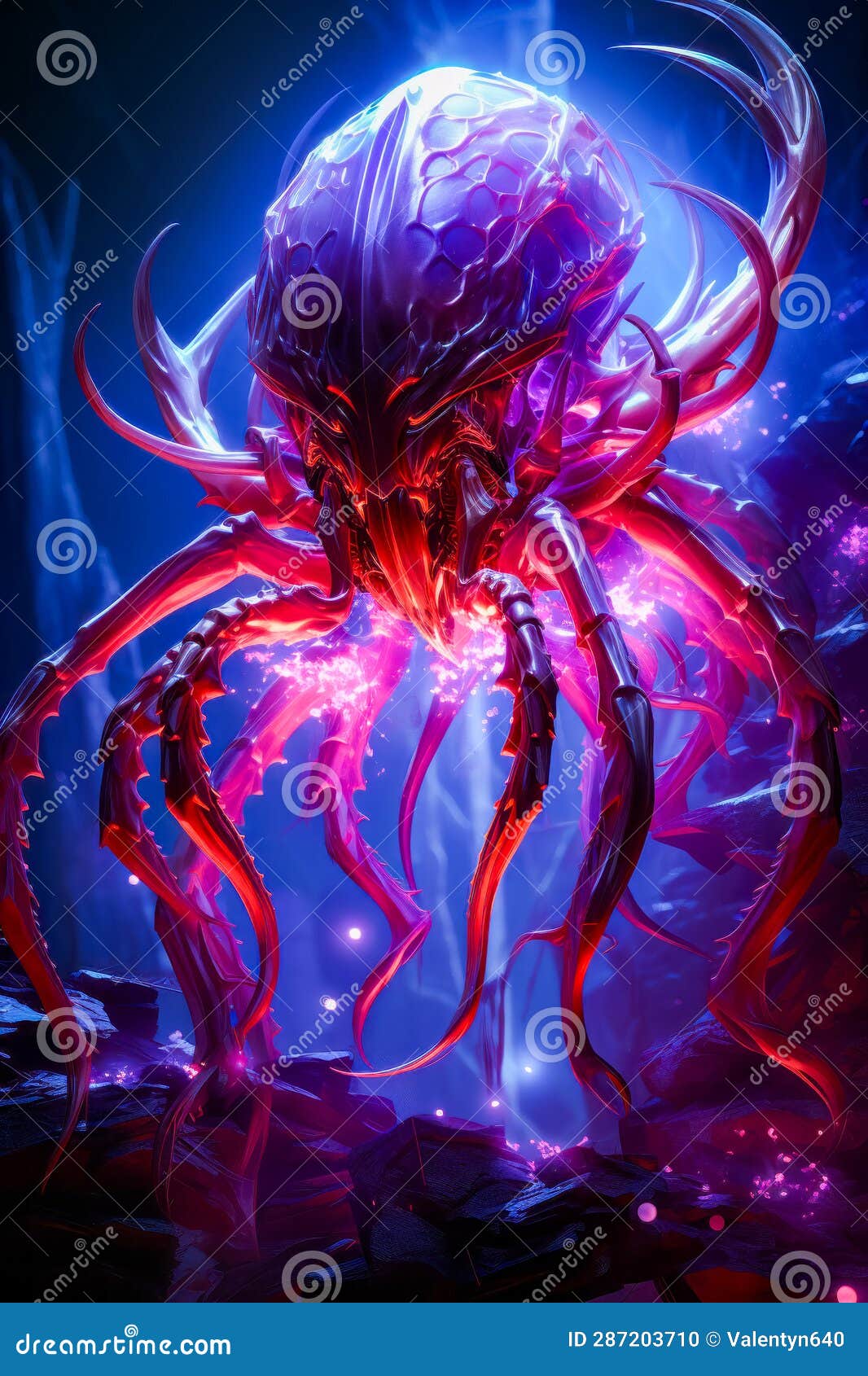 Demonic Looking Creature with Red and Purple Lights on it S Face ...