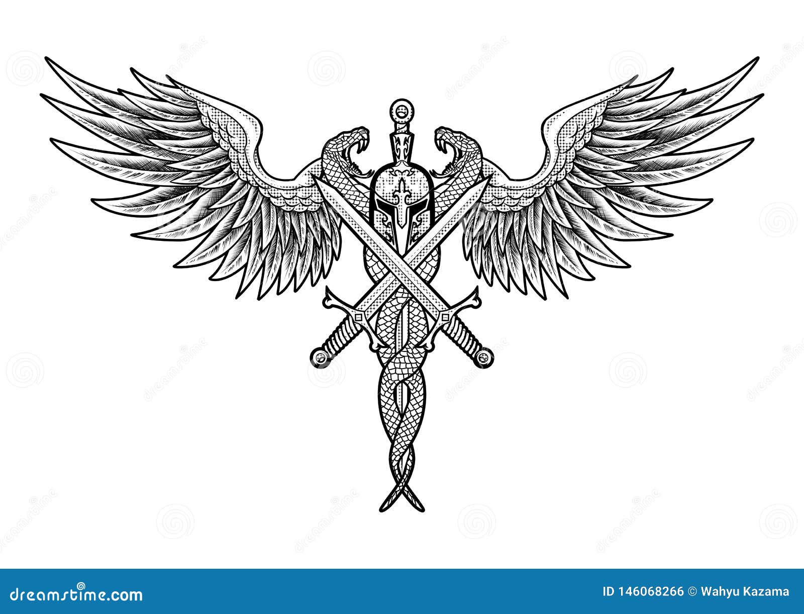 Demonic Snake Dual Sword Gladiator Art Illustration | CartoonDealer.com ...