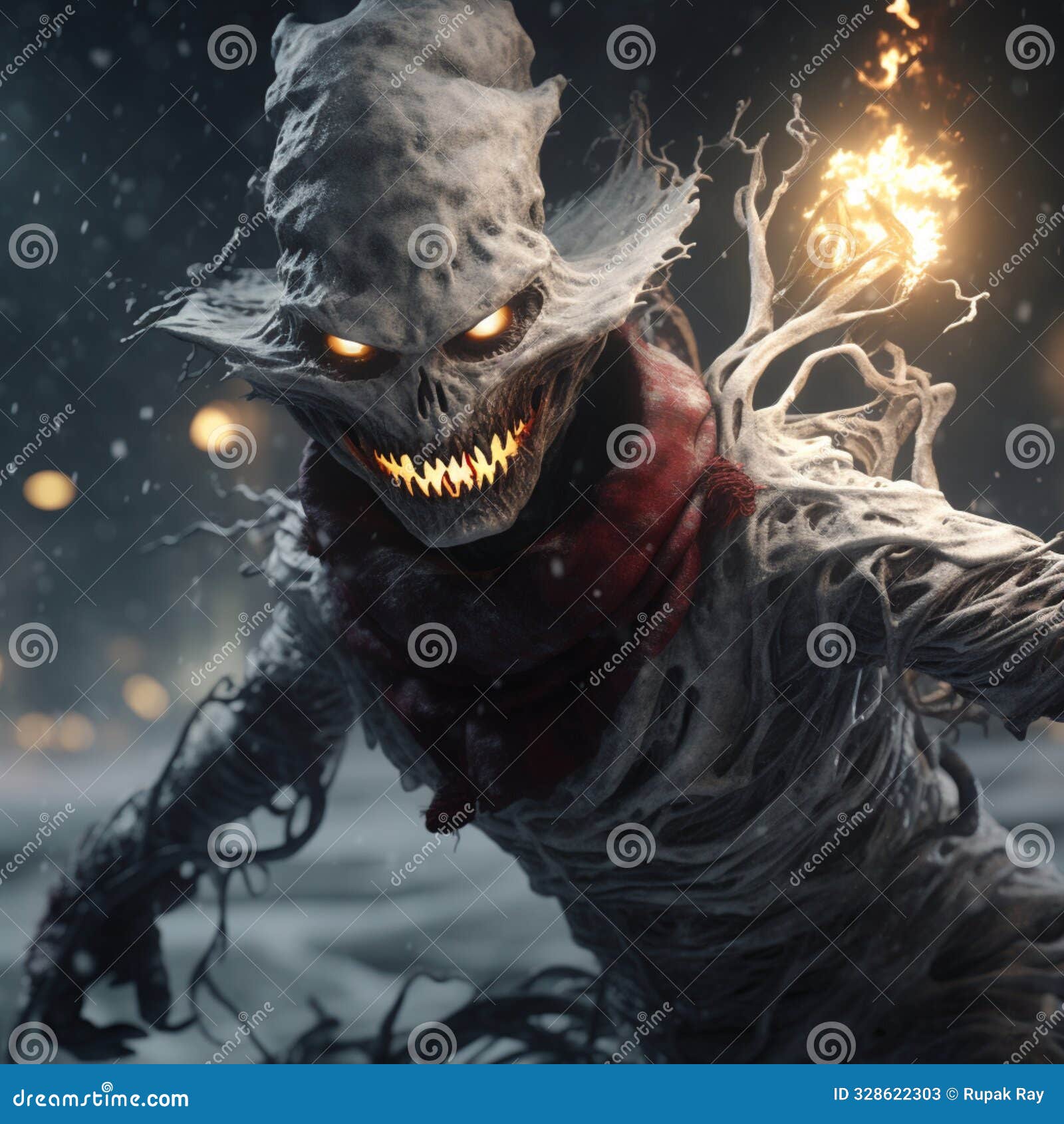 Demonic Snowmen Chase People and Fuel Nightmares Stock Illustration ...