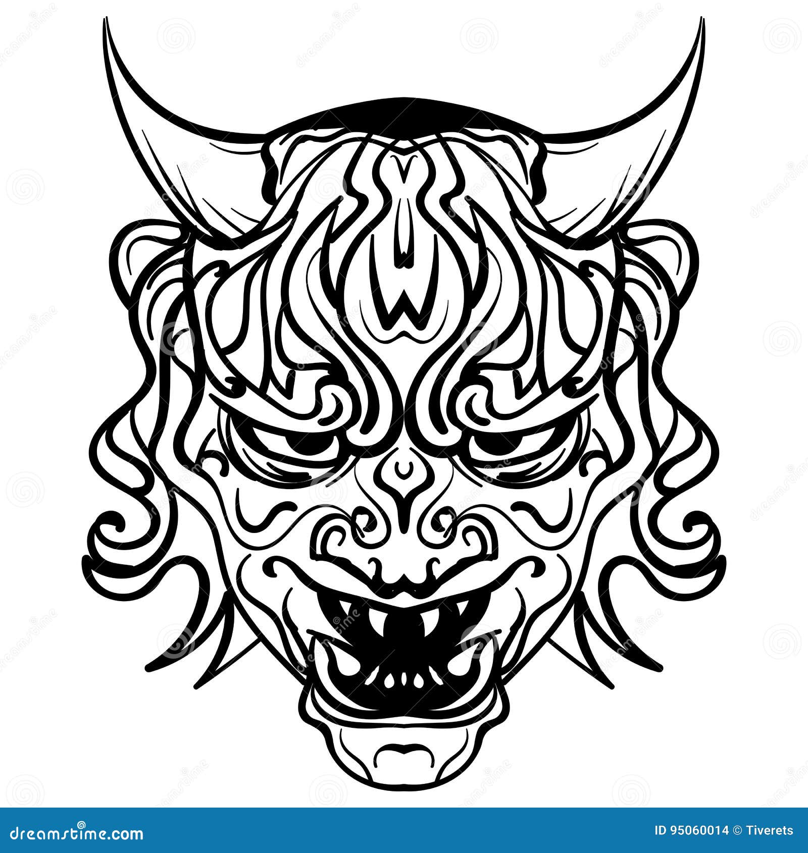 Demonio Blanco Y Negro Del Vector Con Los Cuernos Ilustración del ...