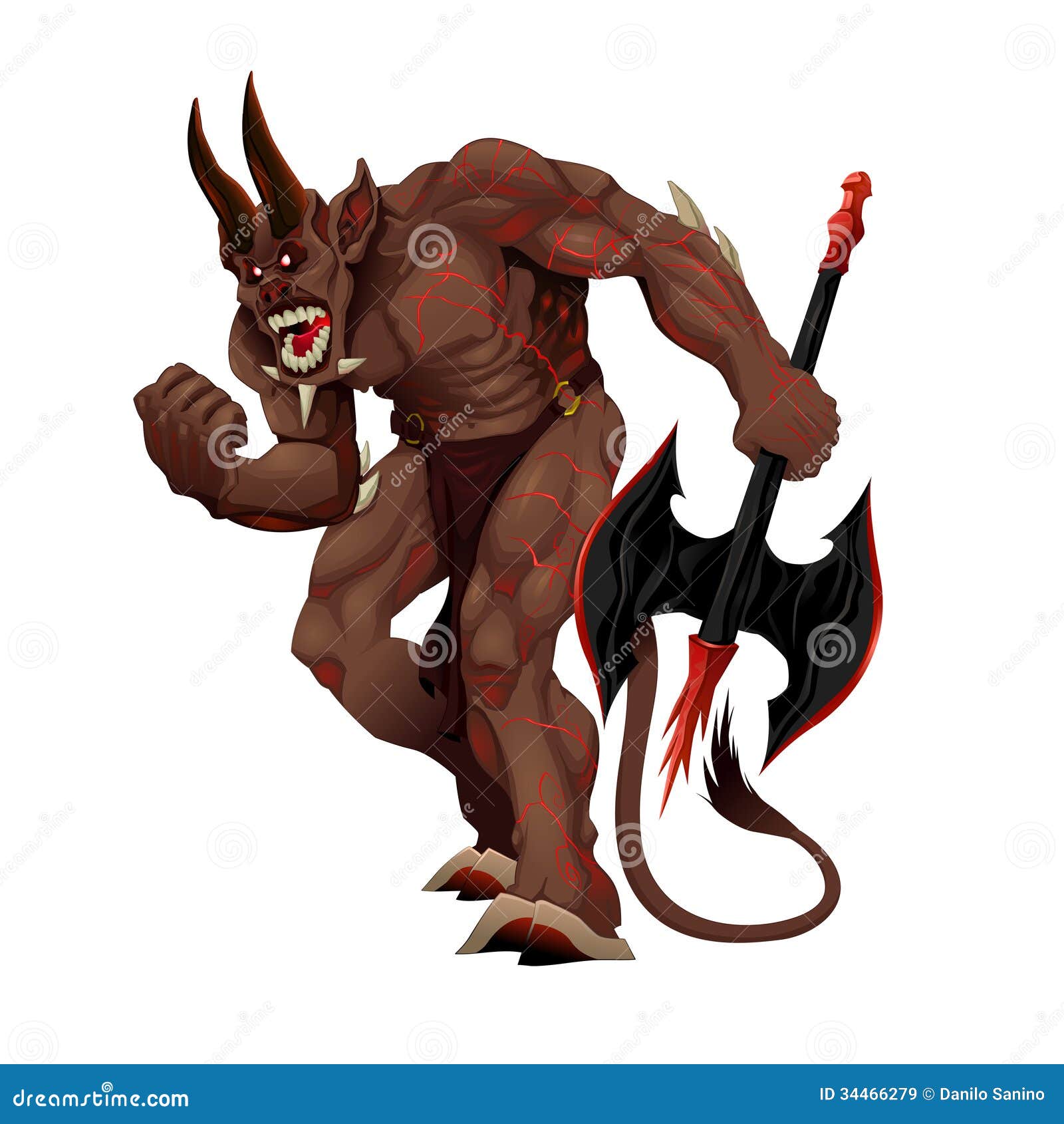 Demonio enojado. ilustración del vector. Ilustración de medieval - 34466279