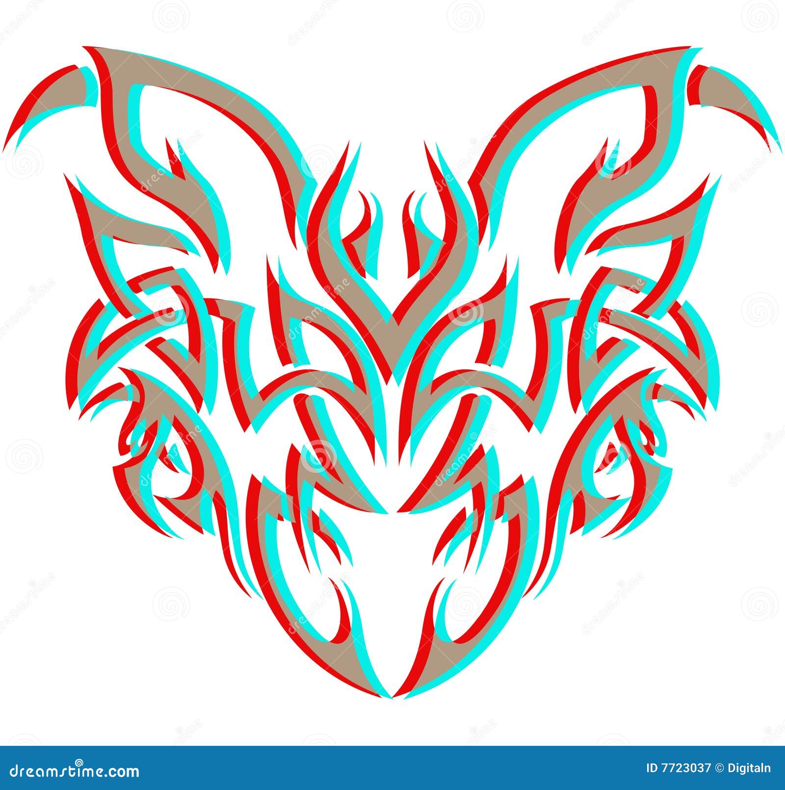 Demonio tribal en 3D ilustración del vector. Ilustración de cara - 7723037