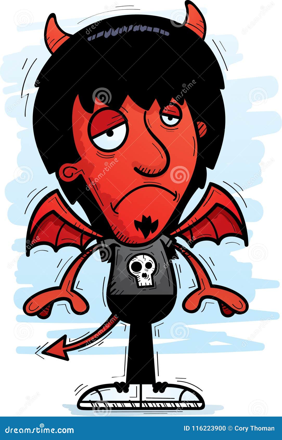 Demonio Triste De La Historieta Ilustración del Vector - Ilustración de ...