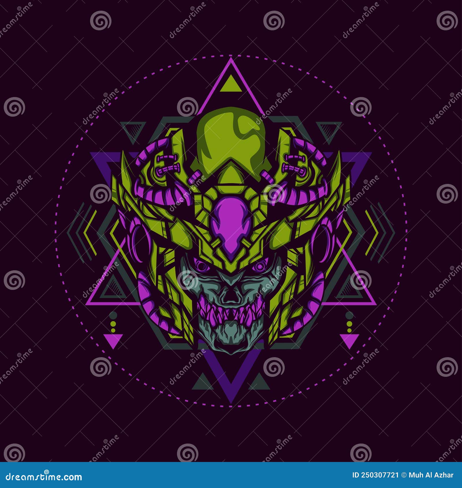 Demonoid with Geometry Ornament Stock Illustration - Illustration of ...
