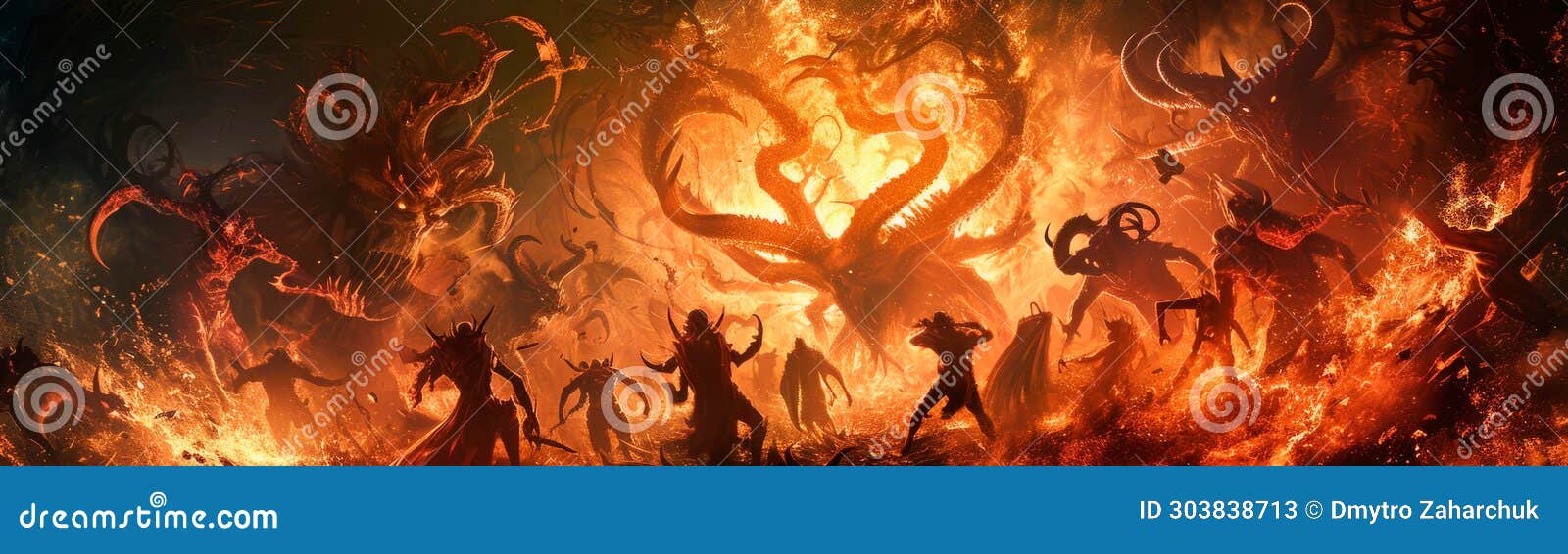 Infernal Hellish Futuristic Background. Royalty-Free Cartoon ...