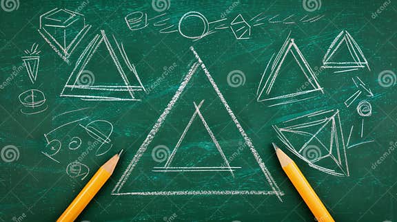 Demonstrate Basic Geometry by Drawing a Large Triangle with Chalk, Ai ...