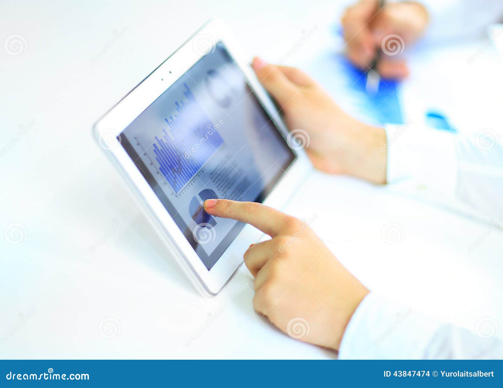 Demonstrated on the Screen of a Touch-pad Stock Photo - Image of ...