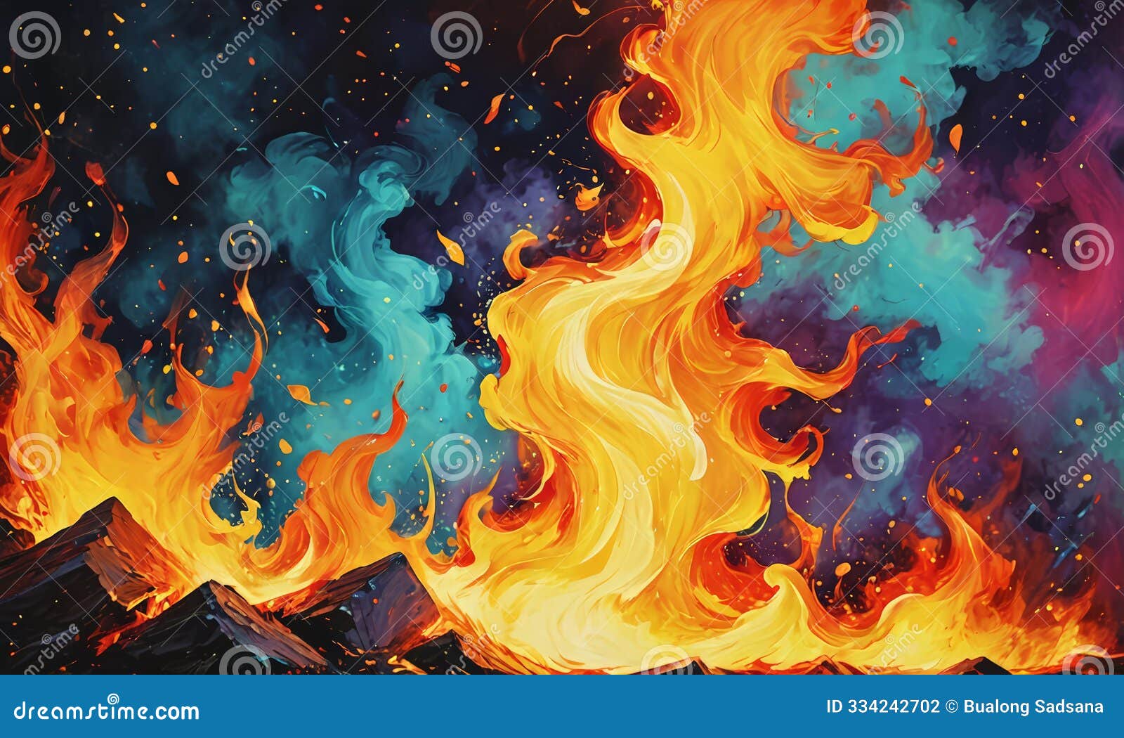 Colorful fire background stock illustration. Illustration of locomotive ...