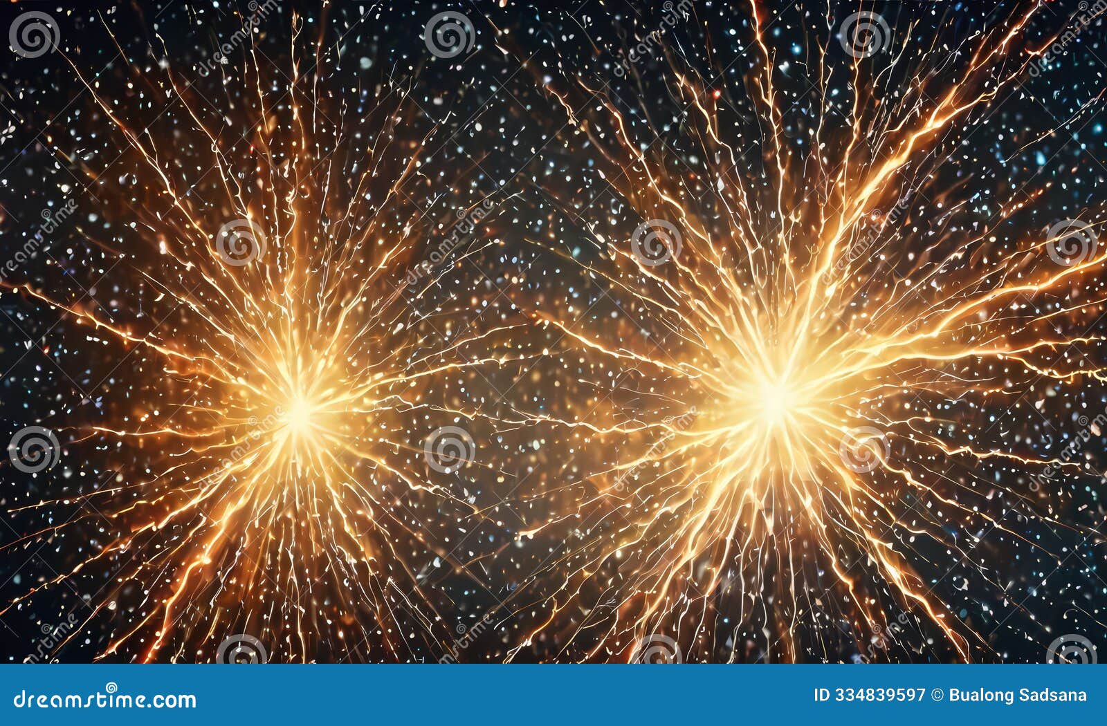 Two Fireworkss with Sparks in the Sky Stock Illustration - Illustration ...