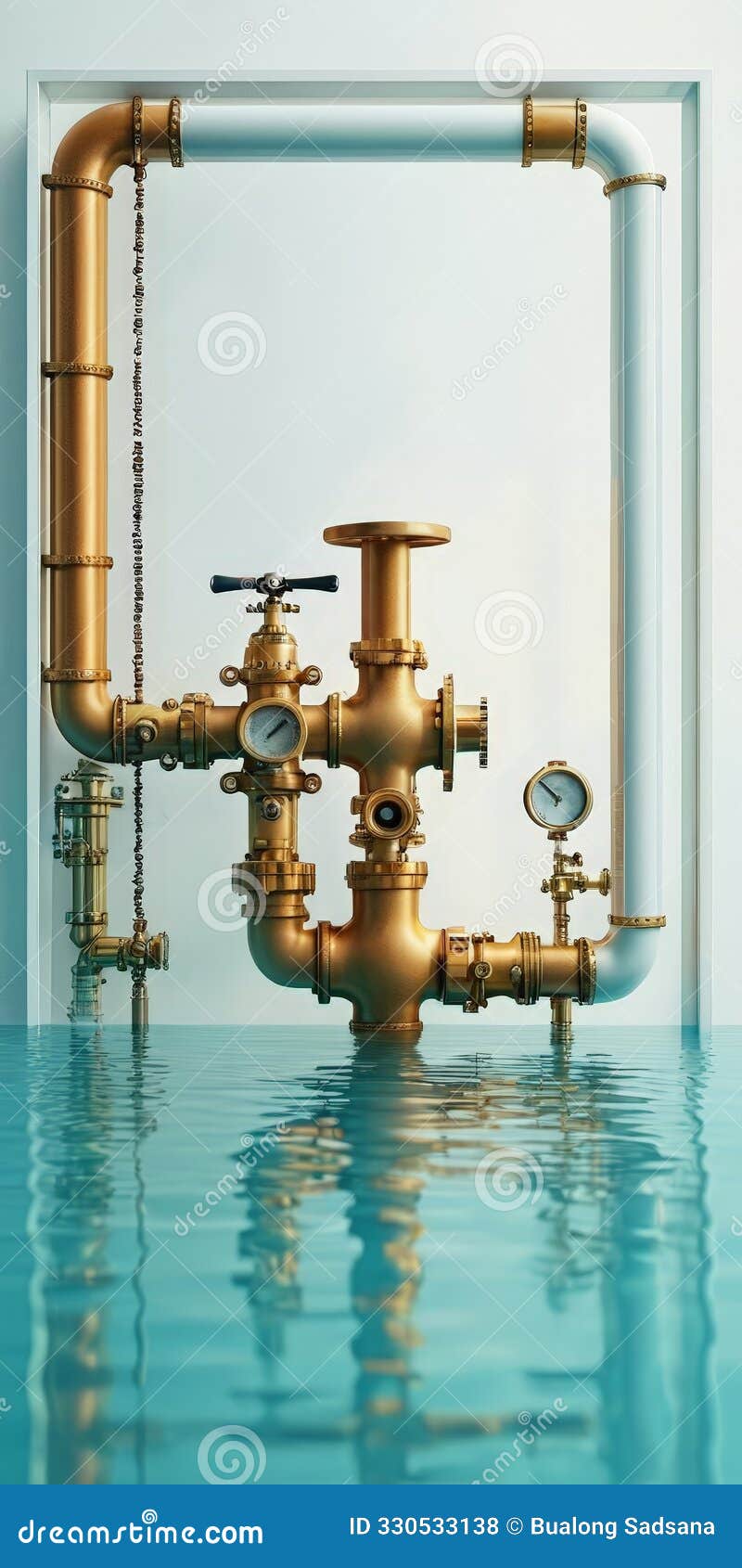 Water Pipe in Pool with Reflection Stock Photo - Image of manufacturing ...