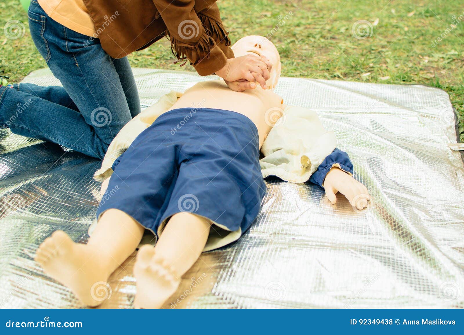 Demonstrating Chest Compressions. CPR Training Medical Procedure Stock ...